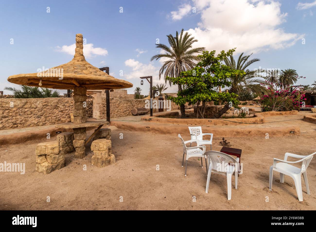 Rest area in Al Qassar heritage village on Farasan island, Saudi Arabia ...