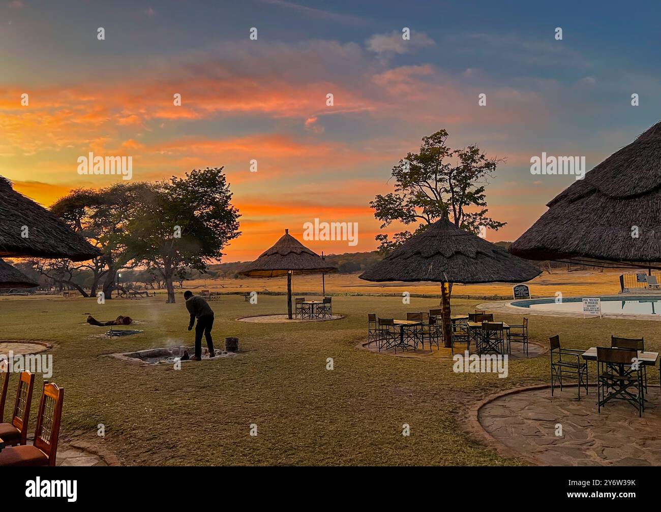 Dawn at the Hwange Safari Lodge in Zimbabwe Stock Photo - Alamy