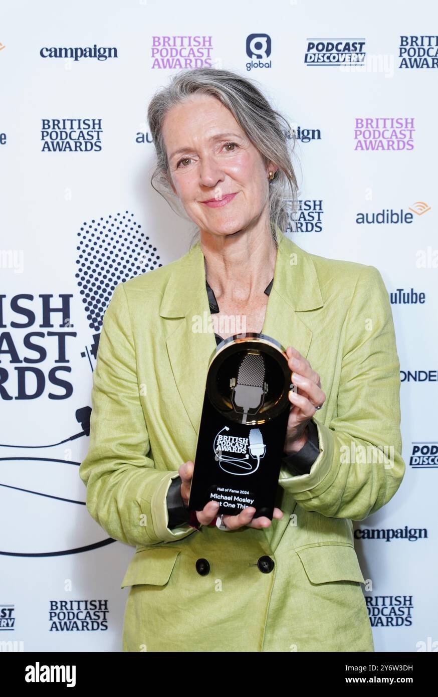 Dr Clare Bailey Mosley with the Hall of Fame award at the British Podcast Awards 2024 at HERE at ...