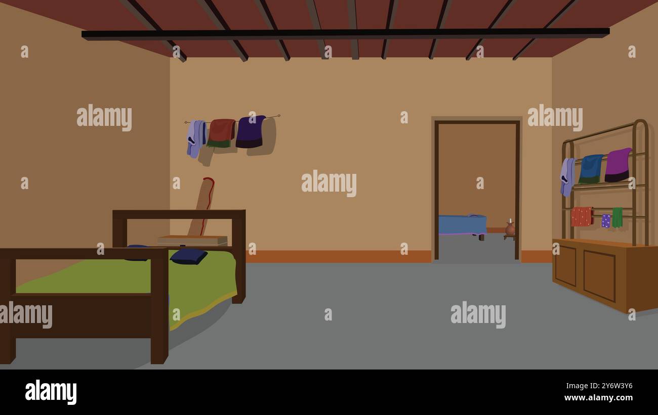 bedroom furniture interior concept. Vector graphic design cartoon ...