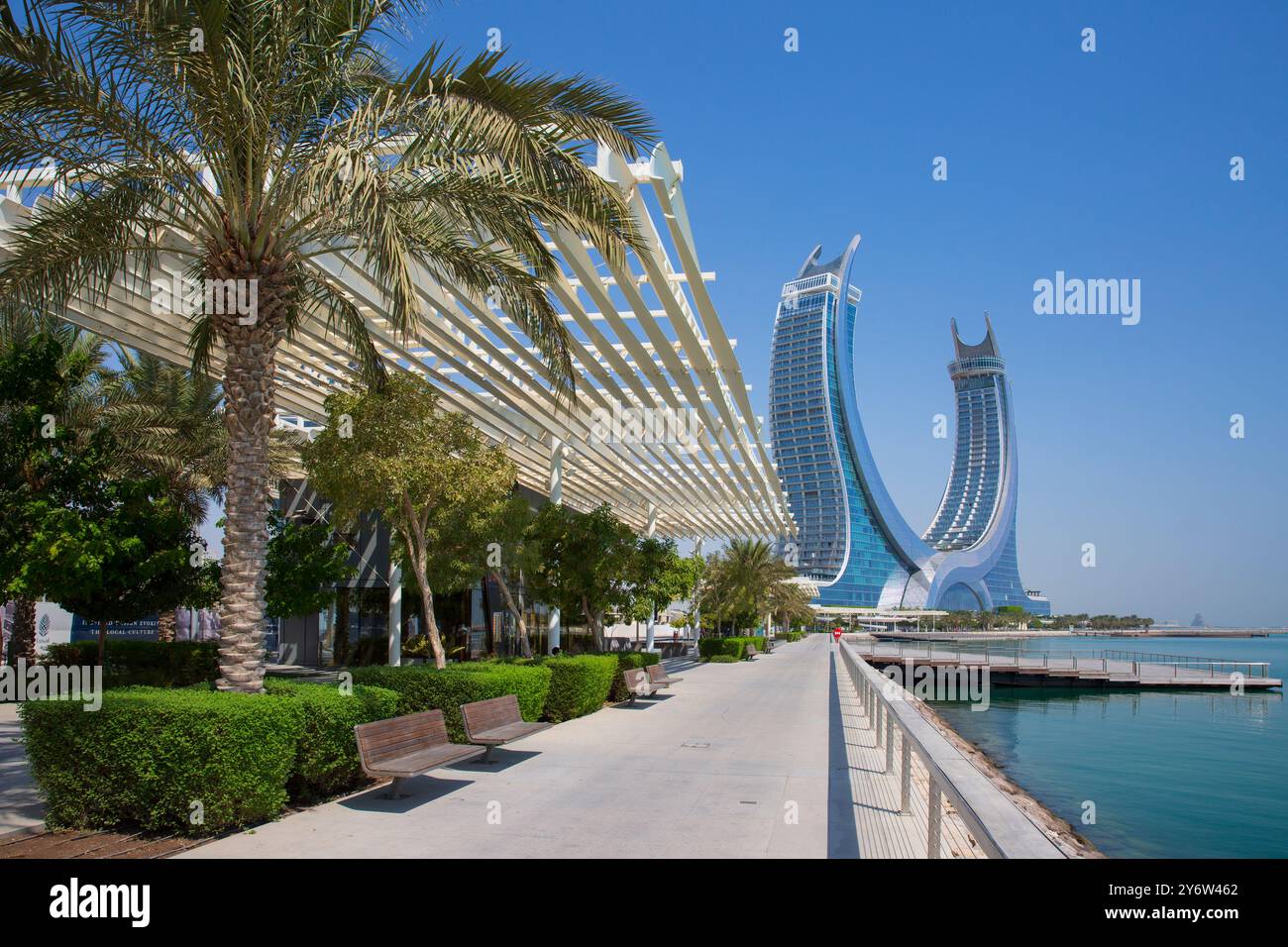 The Katara Towers (2022) with one tower containing the 5-star Raffles ...