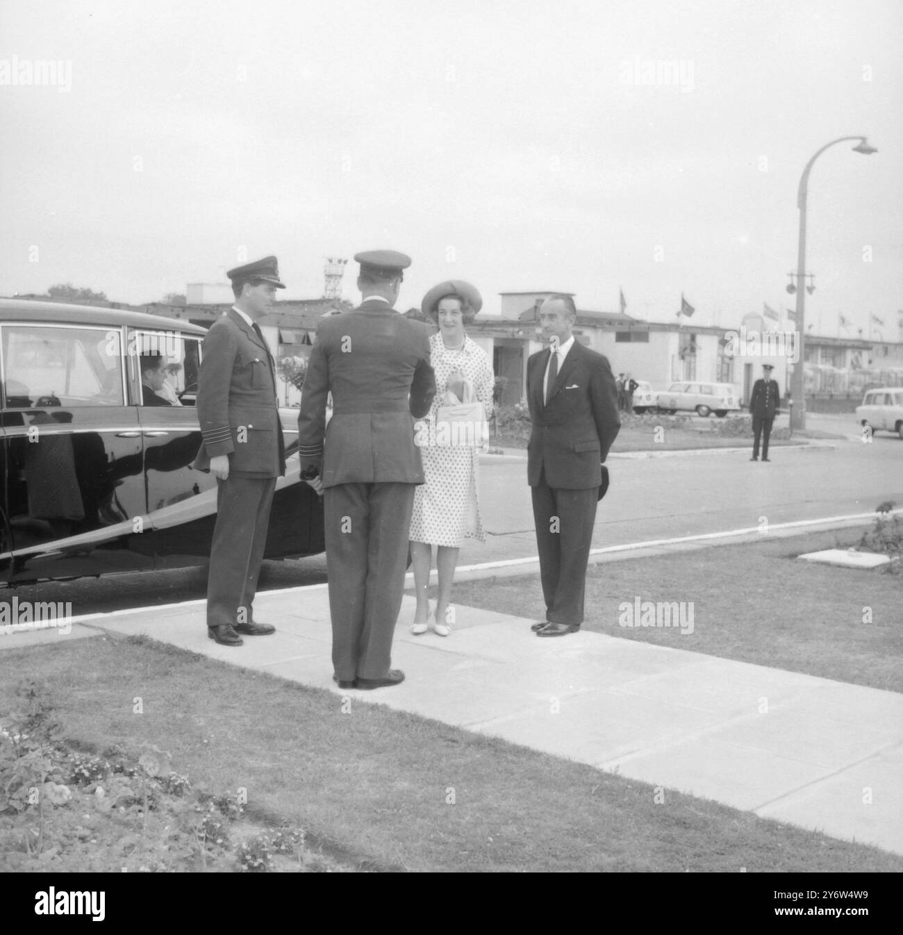 PRINCESS ALEXANDRA WITH RAF OFFICER AT LONDON AIRPORT 3 JULY 1961 Stock ...