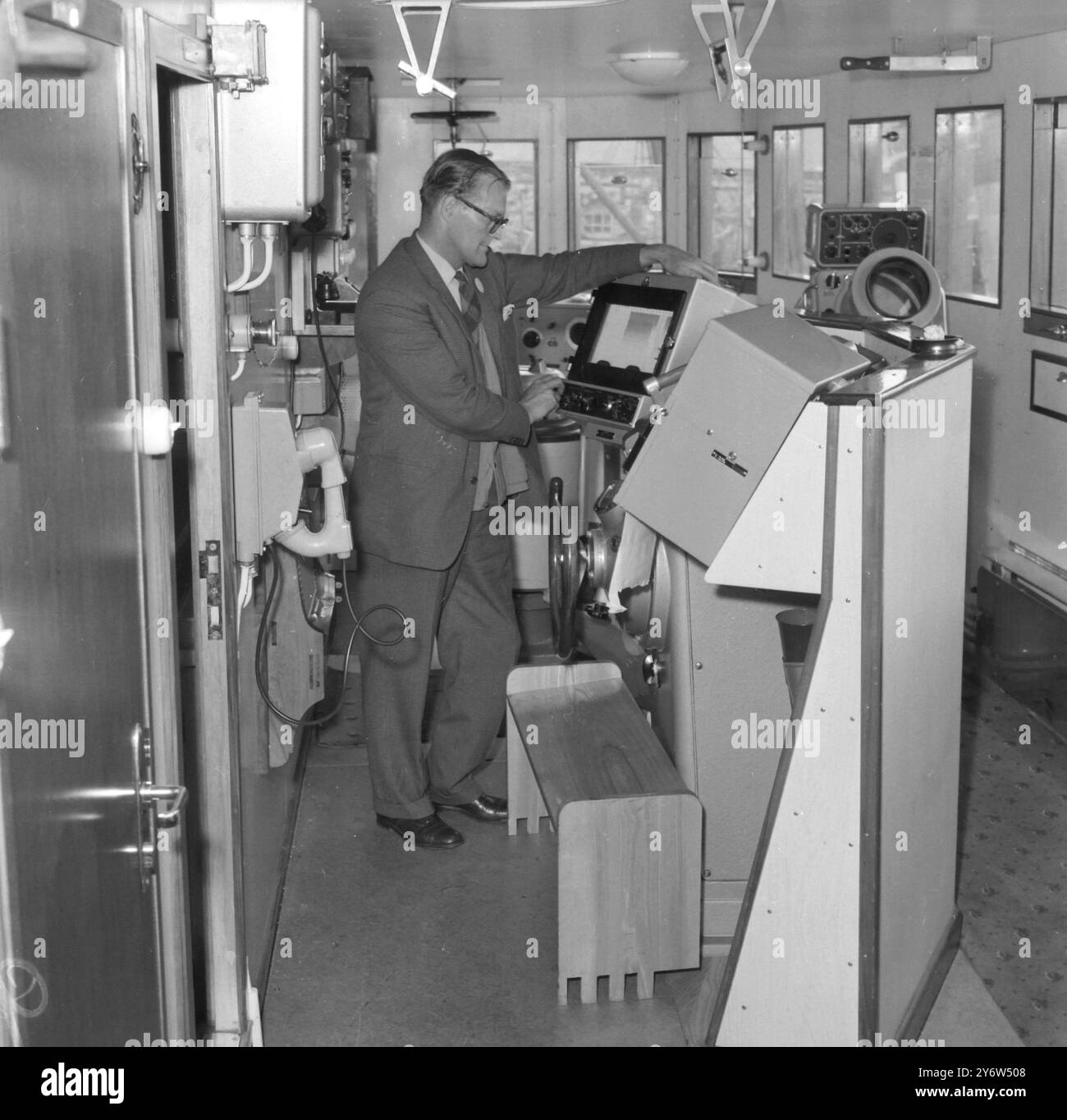 SHIPS TRAWLER LORD NELSON PART OF BRIDGE 5 JULY 1961 Stock Photo - Alamy