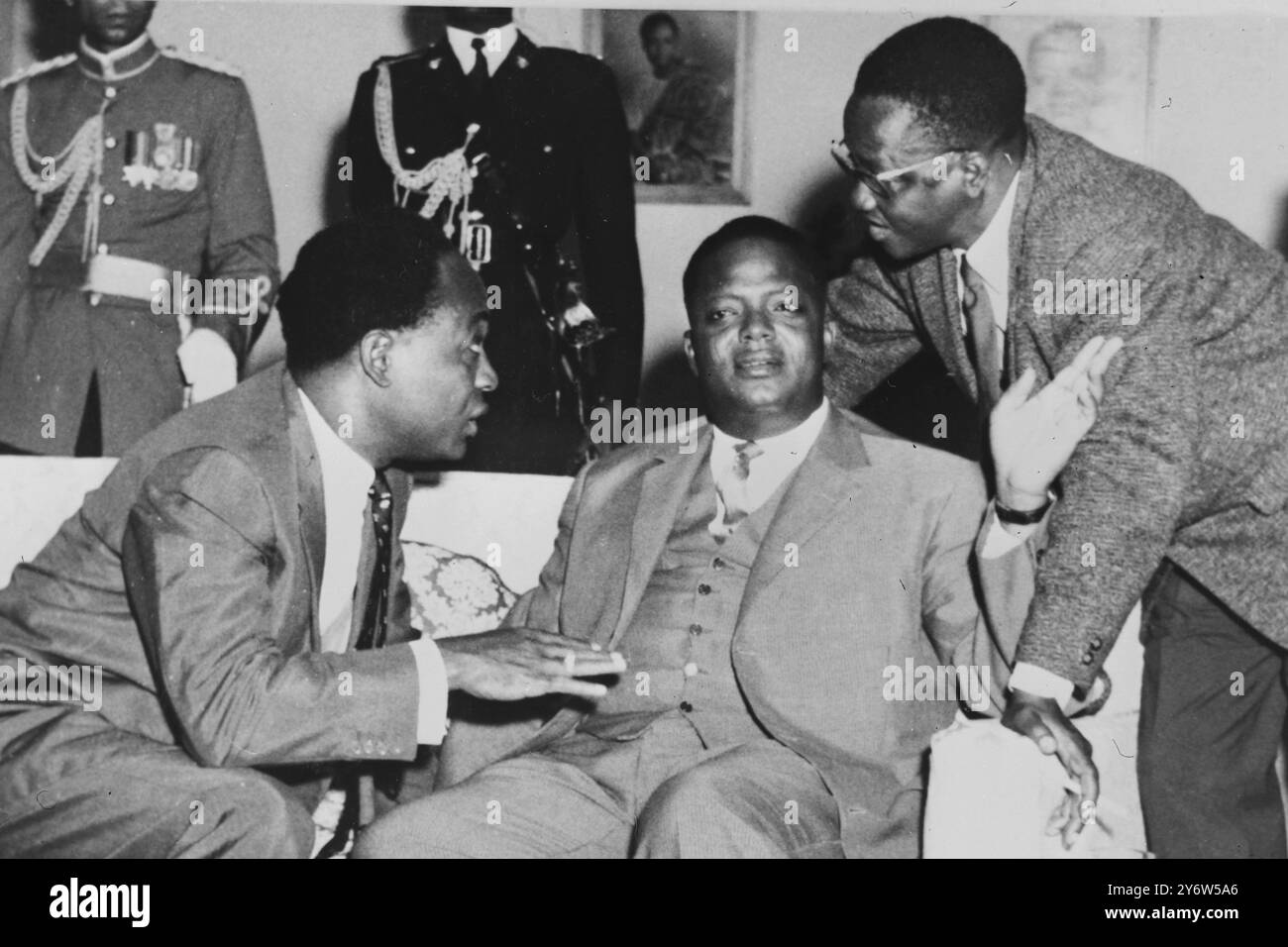 PRESIDENT MAGA HUBERT WITH PRESIDENT NKRUMAH AT FLAGSTAFF HOUSE IN ...