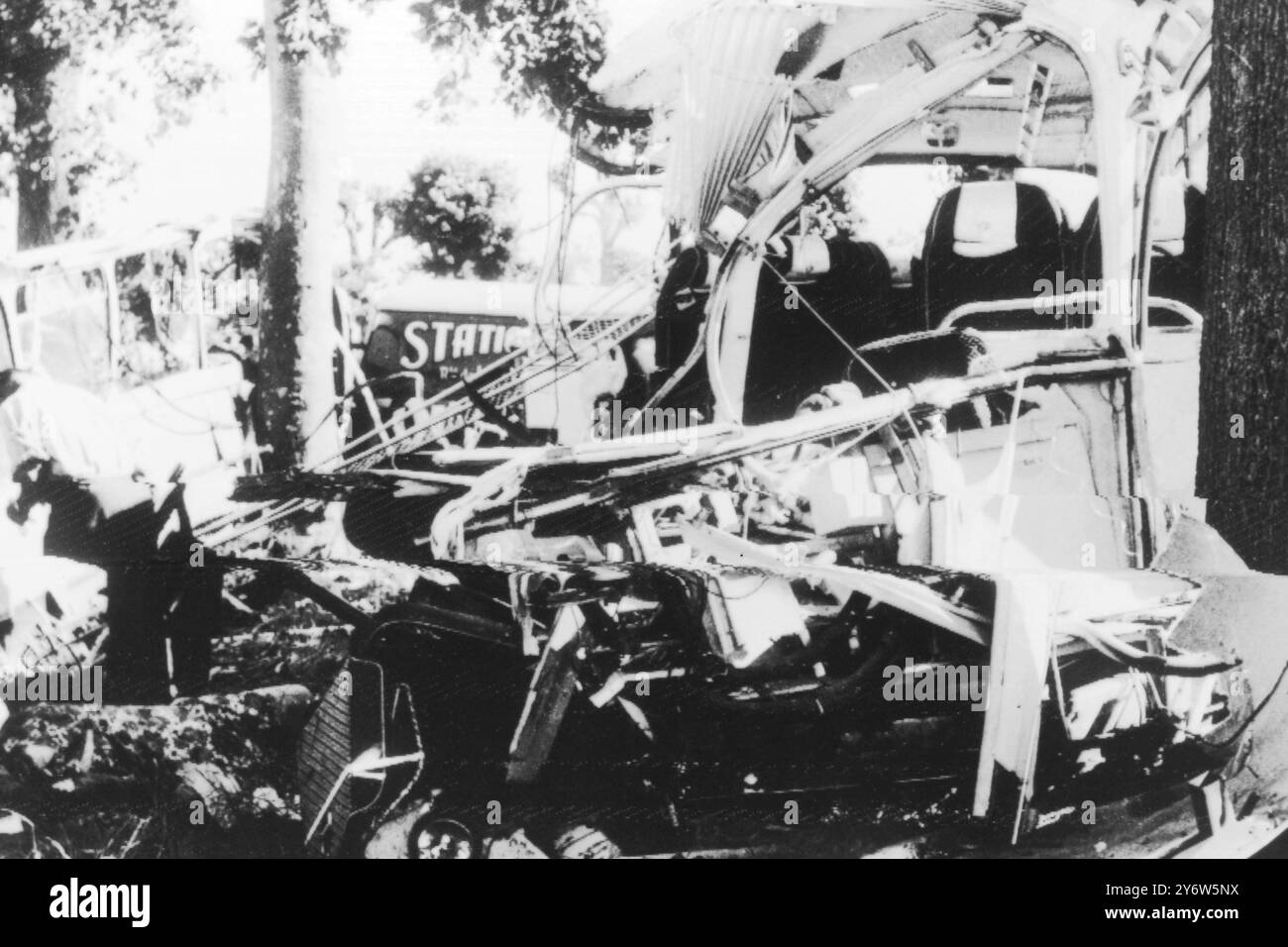 BRITISH COACH CRASHED IN FRANCE 25 JUNE 1961 Stock Photo - Alamy