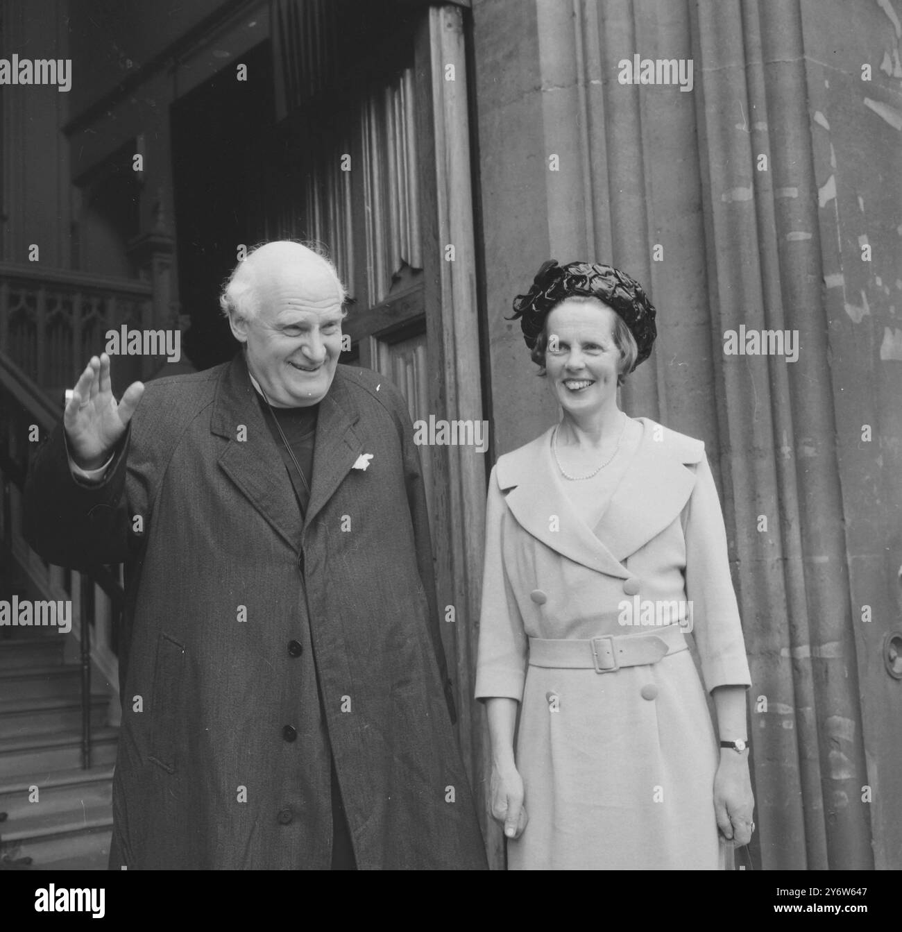 NEW ARCHBISHOP OF CANTERBURY ARTHUR MICHAEL RAMSEY WITH WIFE IN LONDON ...