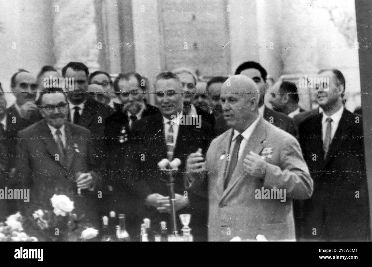SOVIET PREMIER NIKITA KHRUSCHEV AT UNION SCIENTIFIC WORK CONFERENCE ...
