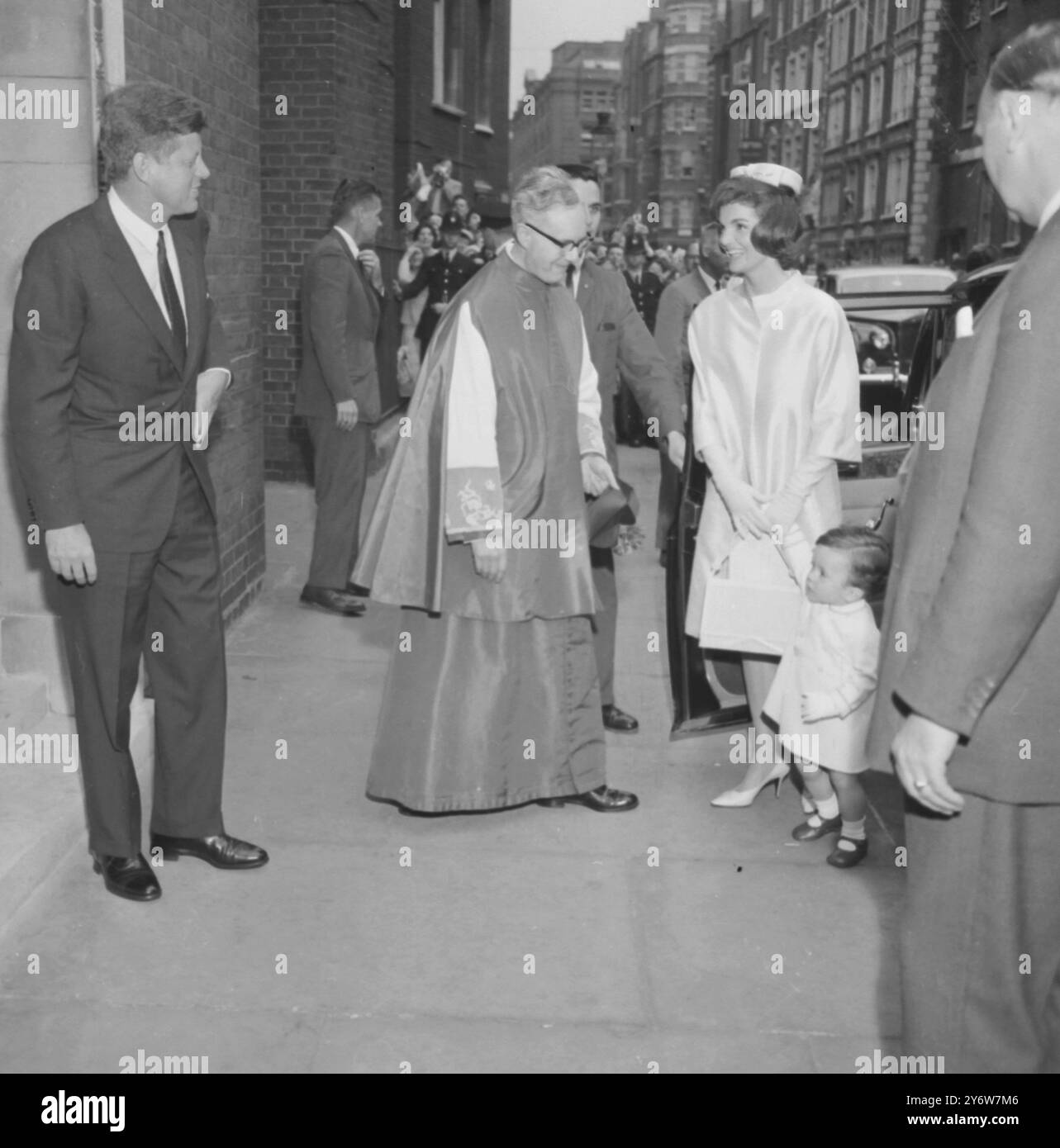 US PRESIDENT JOHN F KENNEDY AND WIFE JACQUELINA AT CHRISTENING OF ...