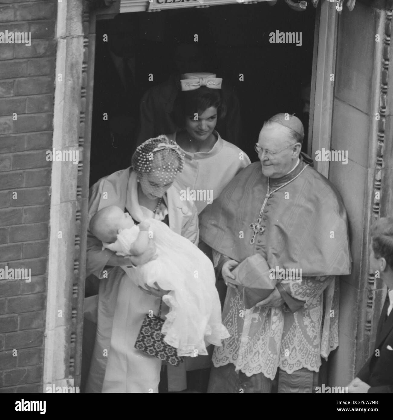 US PRESIDENT JOHN F KENNEDY AND WIFE JACQUELINA AT CHRISTENING OF ...
