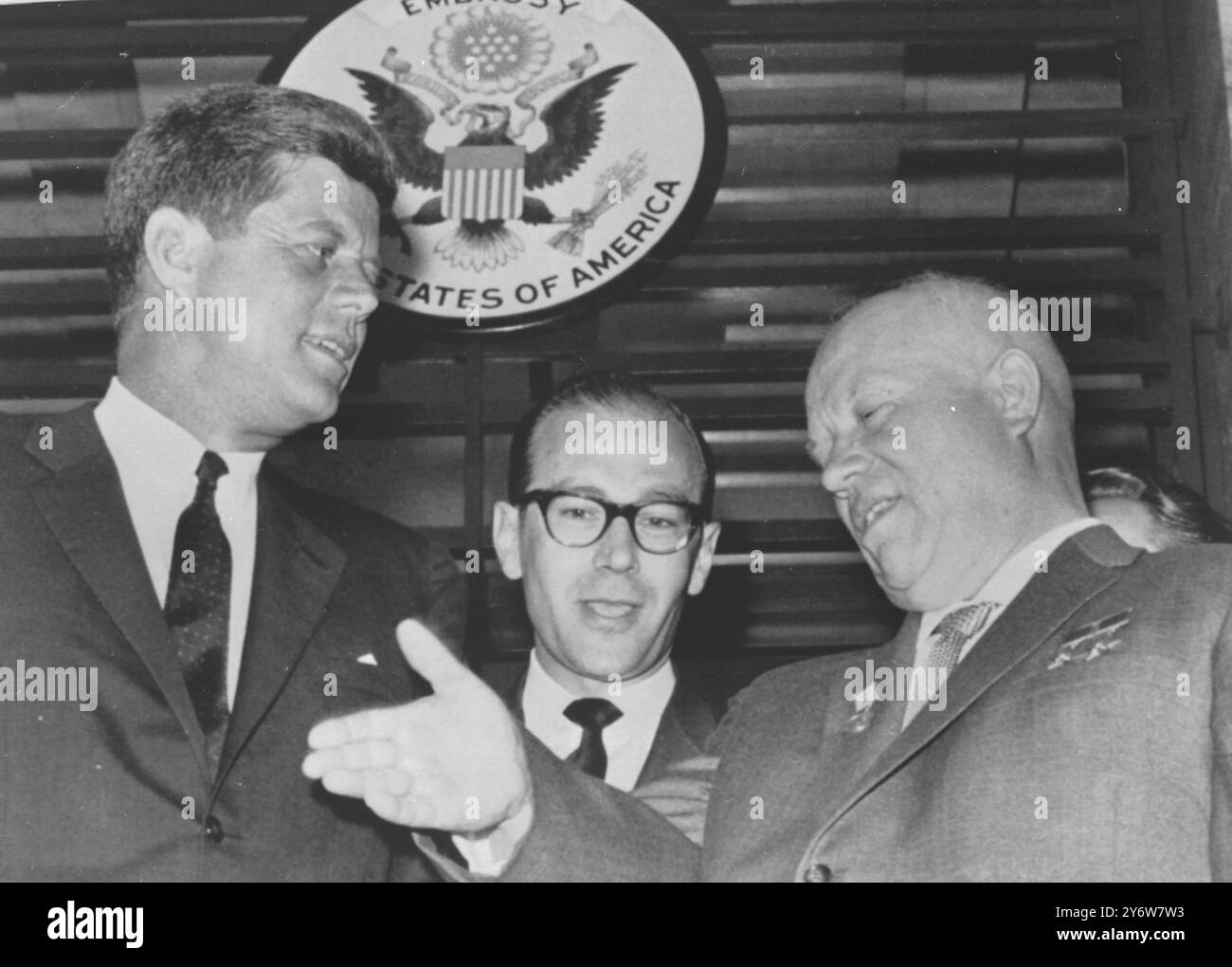 SOVIET PREMIER NIKITA KHRUSCHEV WITH US PRESIDENT JOHN F KENNEDY IN ...