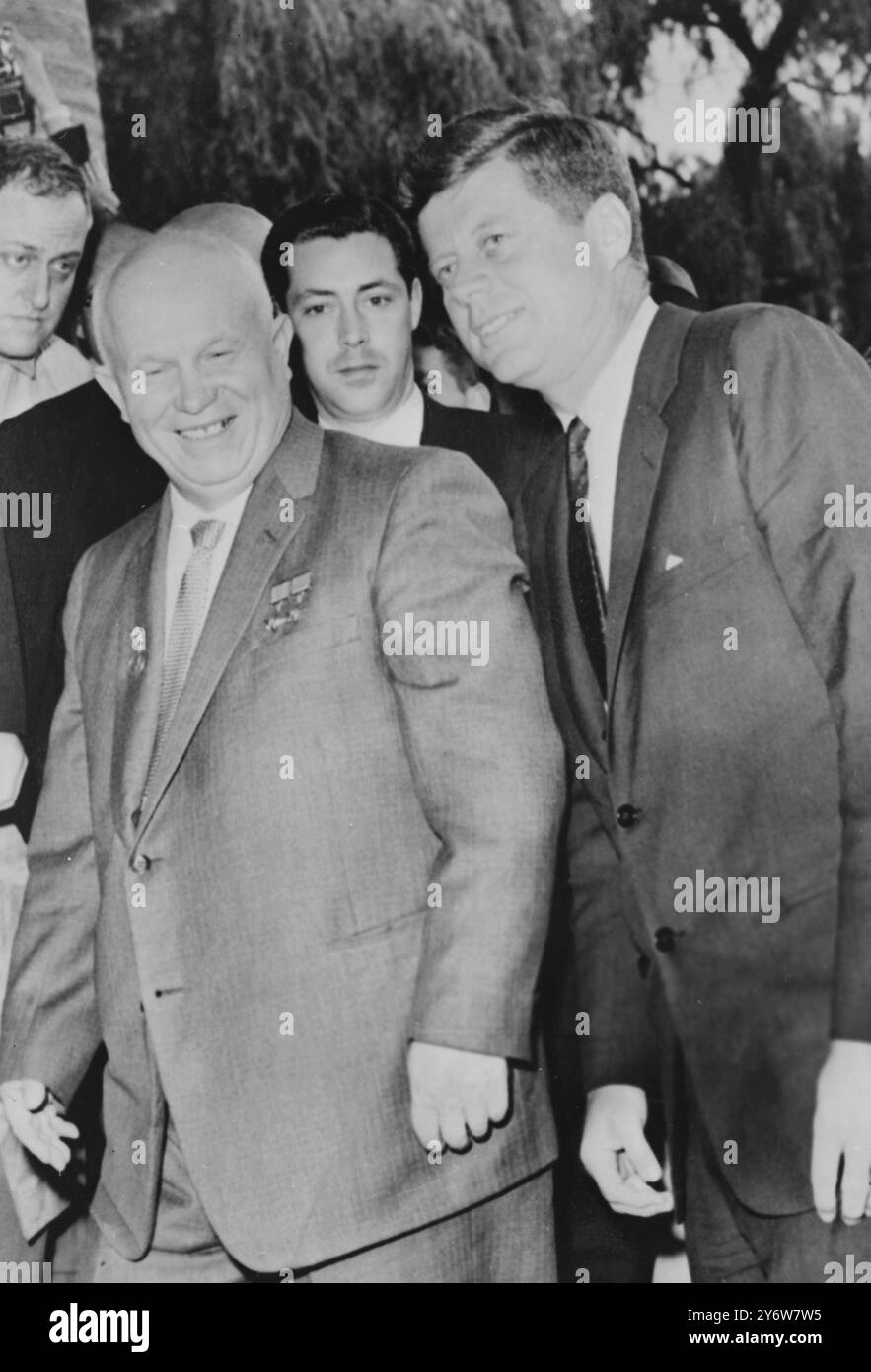 SOVIET PREMIER NIKITA KHRUSCHEV WITH US PRESIDENT JOHN F KENNEDY IN ...
