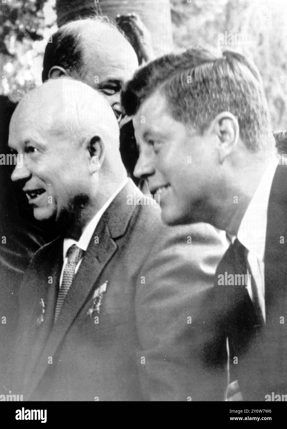 SOVIET PREMIER NIKITA KHRUSCHEV WITH US PRESIDENT JOHN F KENNEDY IN ...