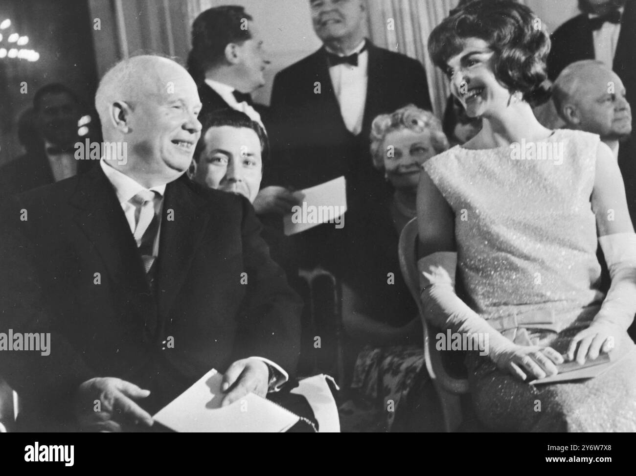 SOVIET PREMIER NIKIT KHRUSCHEV WITH JACQUELINE JACKIE KENNEDY IN VIENNA ...