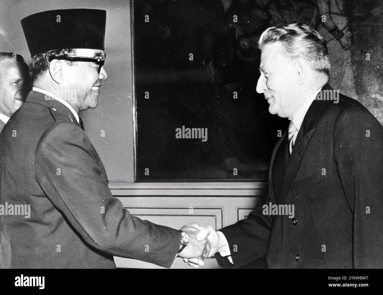 PRESIDENT SUKARNO OF INDONESIA WITH CZECHOSLOVAK PRESIDENT NOVOTNY IN ...
