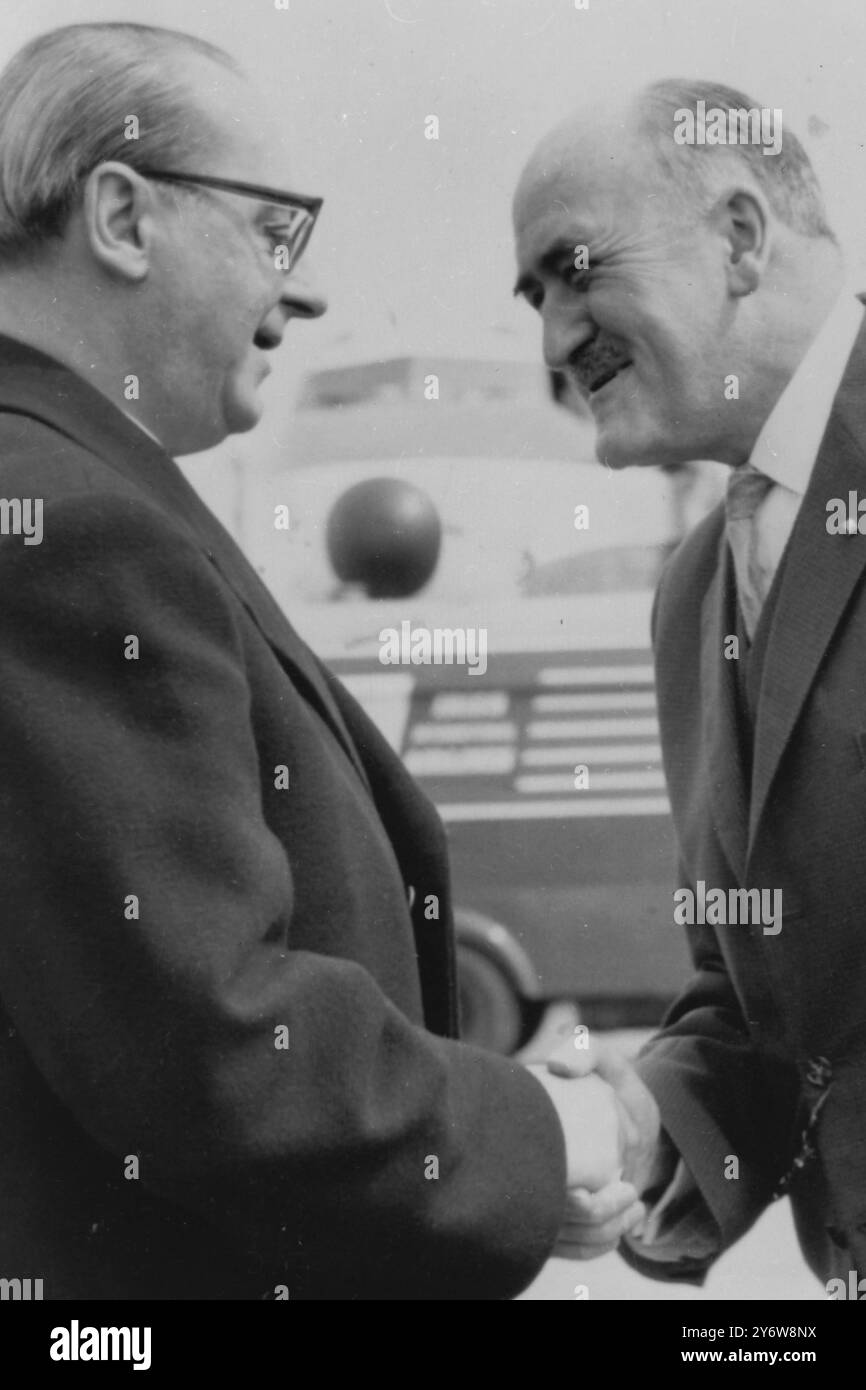 GERMAN HEINRICH VON BRENTANO WITH MR AIKEN IN DUBLIN 30 MAY 1961 Stock ...
