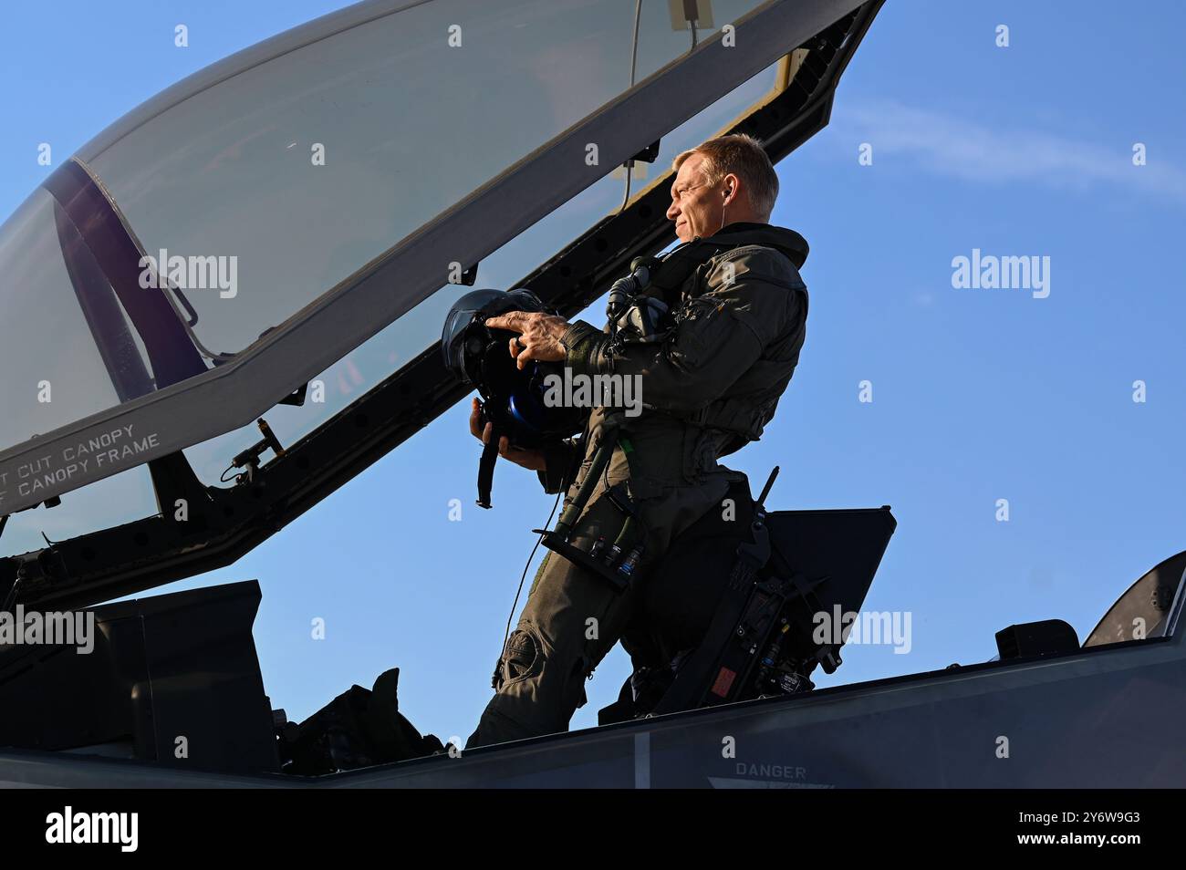 U.S. Air Force Lt. Col. Hunter Grunden, 60th Fighter Squadron commander ...