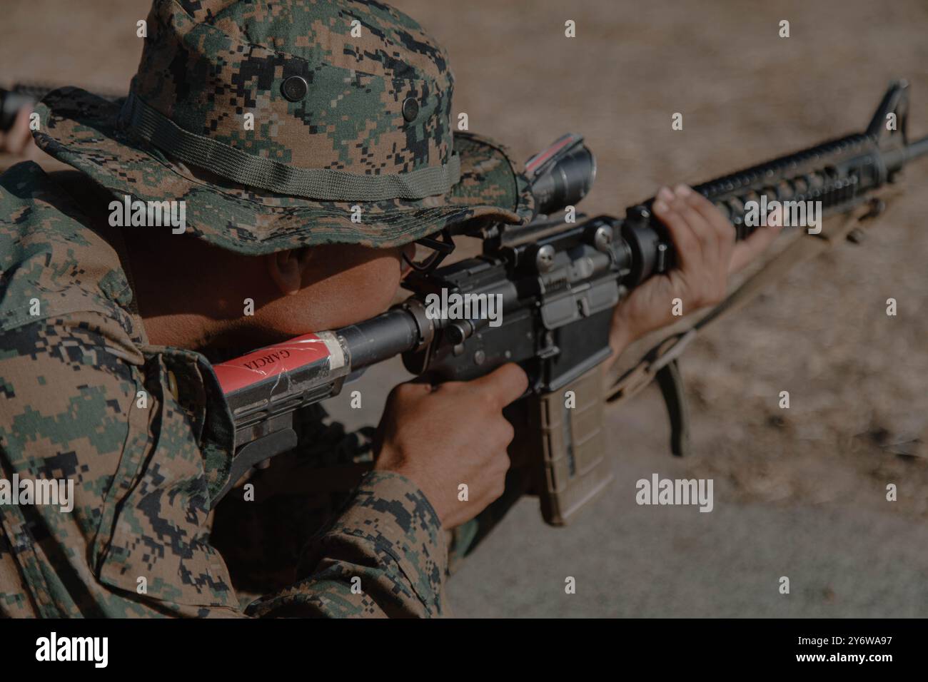 U.S. Marine Corps Recruit Ricardo Garcia, a recruit with Bravo Company ...