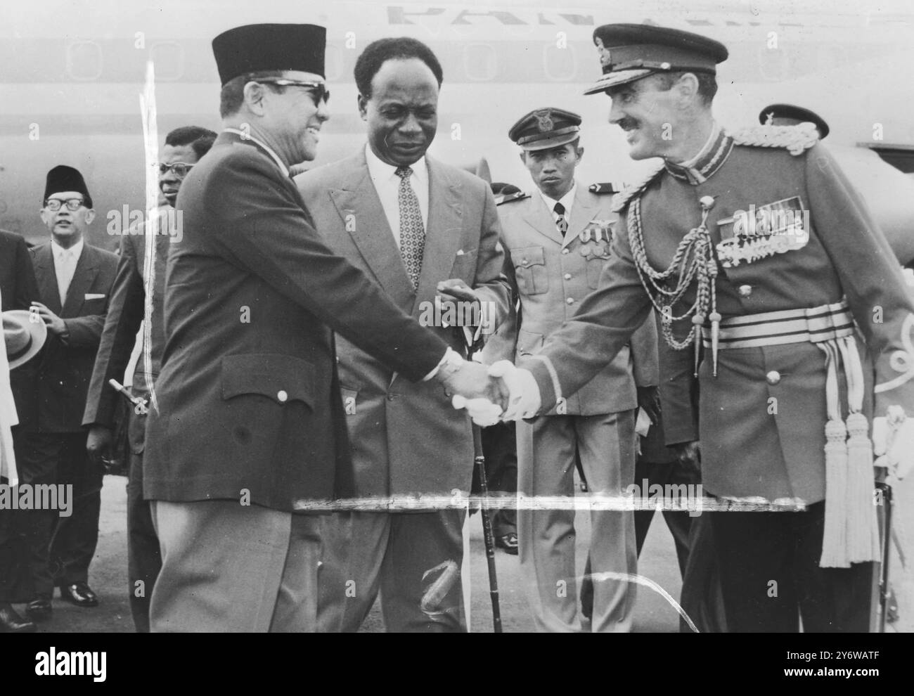 NHRUMAH KWAME WITH PRESIDENT SUKARNO OF INDONESIA AND GENERAL ALEXANDER ...