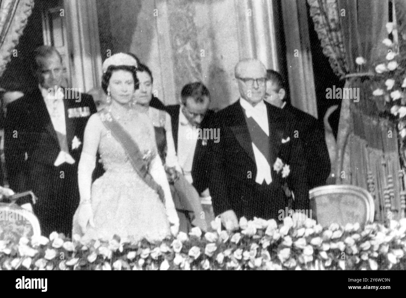 QUEEN ELIZABETH II WITH PRINCE PHILIP AND GIOVANNI GRONCHI AT ROME ...