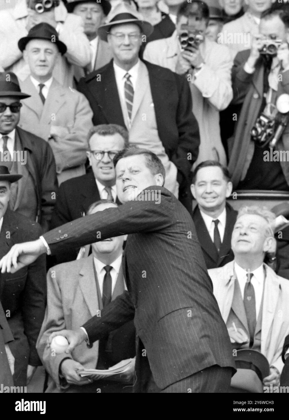 US PRESIDENT JOHN F KENNEDY GRIFFITH STADIUM BASEBALL / 28 APRIL 1961 ...