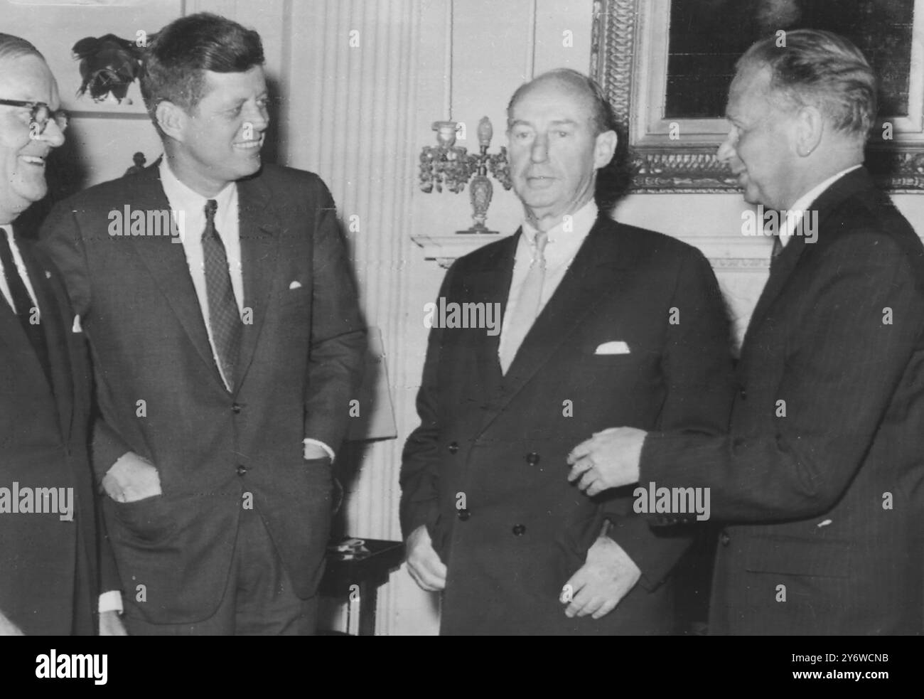 US PRESIDENT JOHN F KENNEDY WITH FREDERICK BOLAND AND ADLAI STEVENSON ...