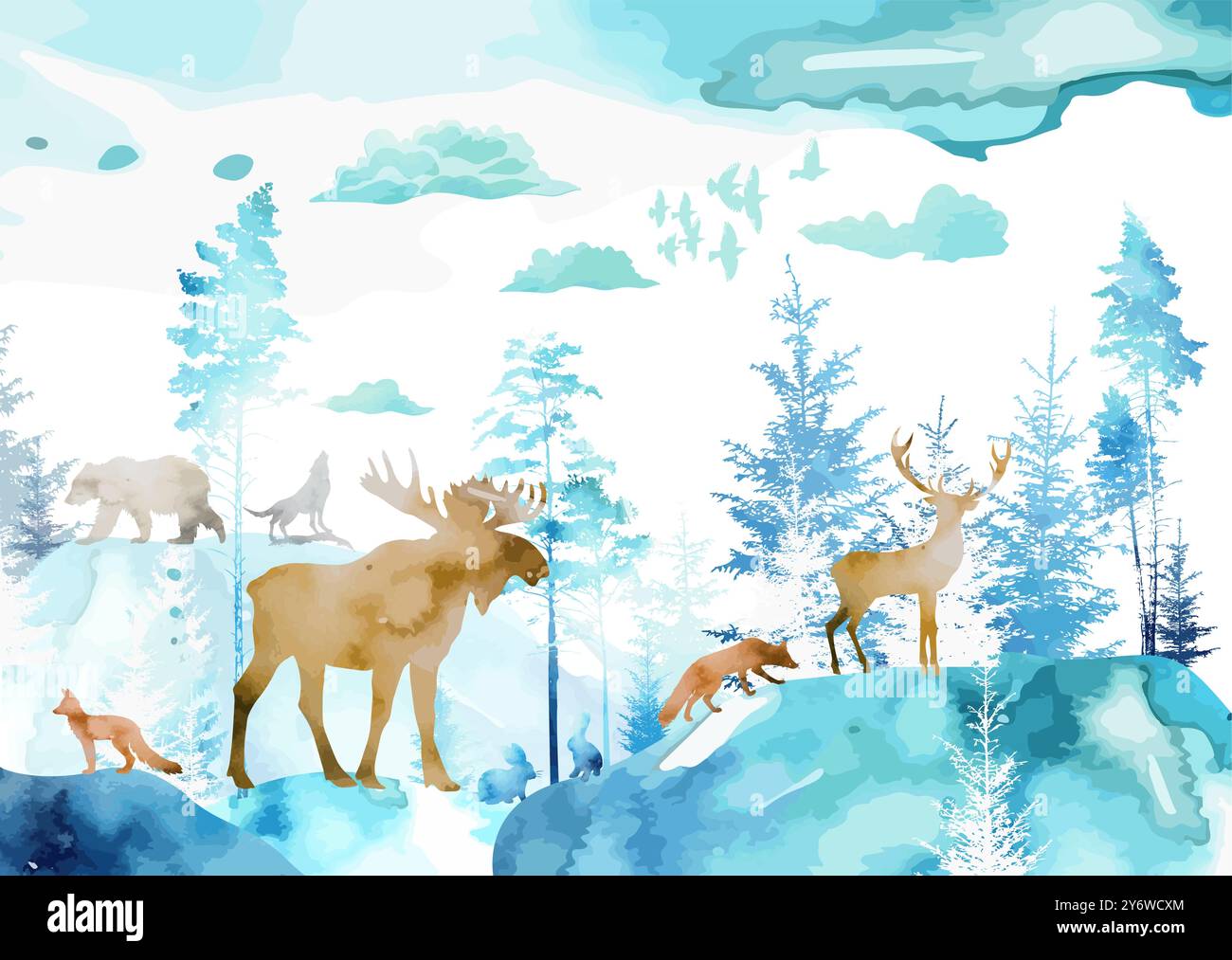 Foggy forest bear Stock Vector Images - Alamy