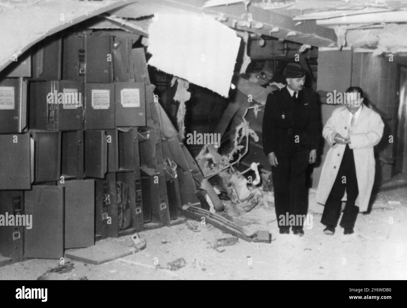 23 APRIL 1961 THE DAMAGE AFTER A TERRORIST BOMB PLACED IN A LOCKER ...