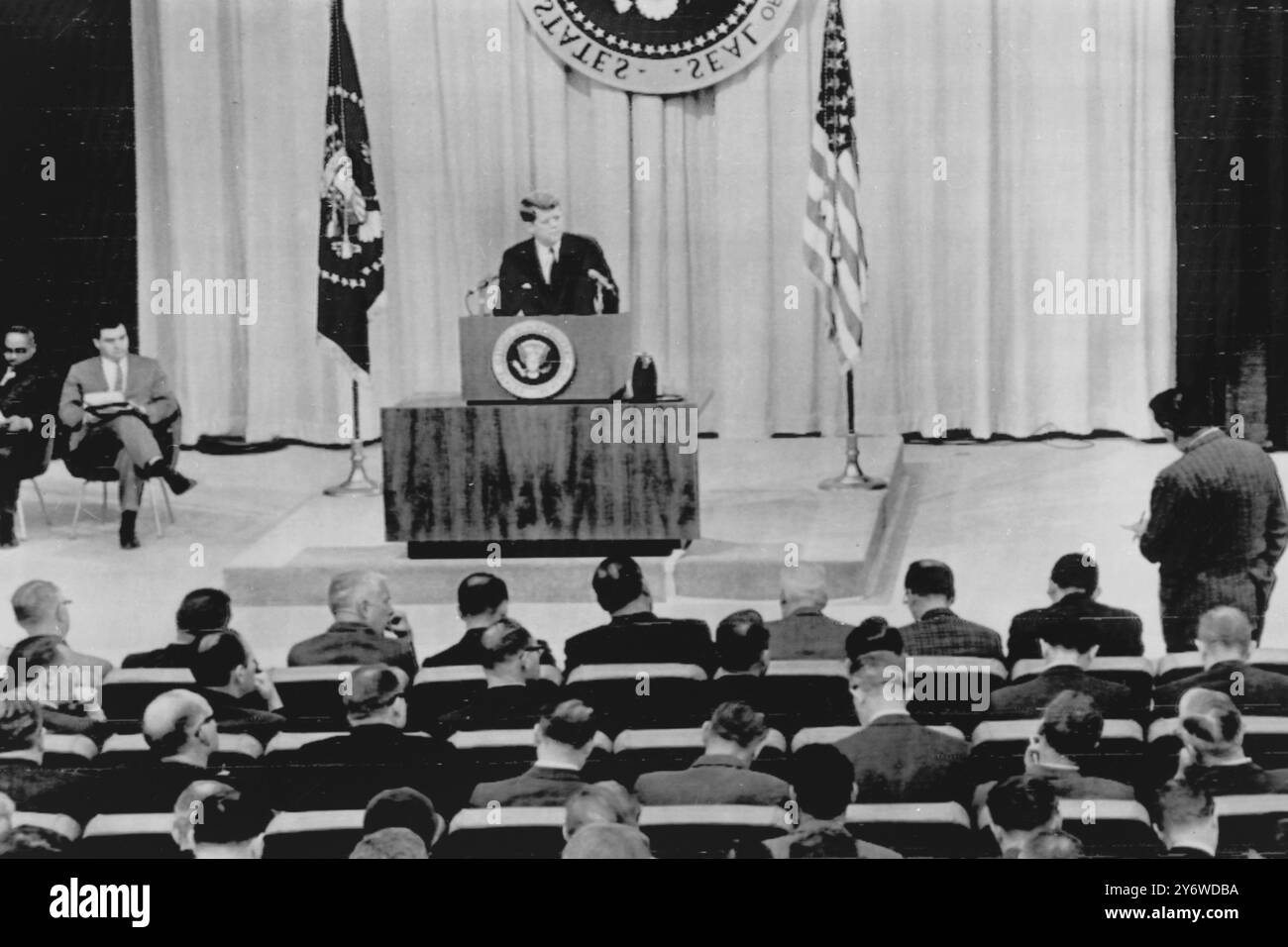US PRESIDENT JOHN F KENNEDY PRESS CONFERENCE / 21 APRIL 1961 Stock ...