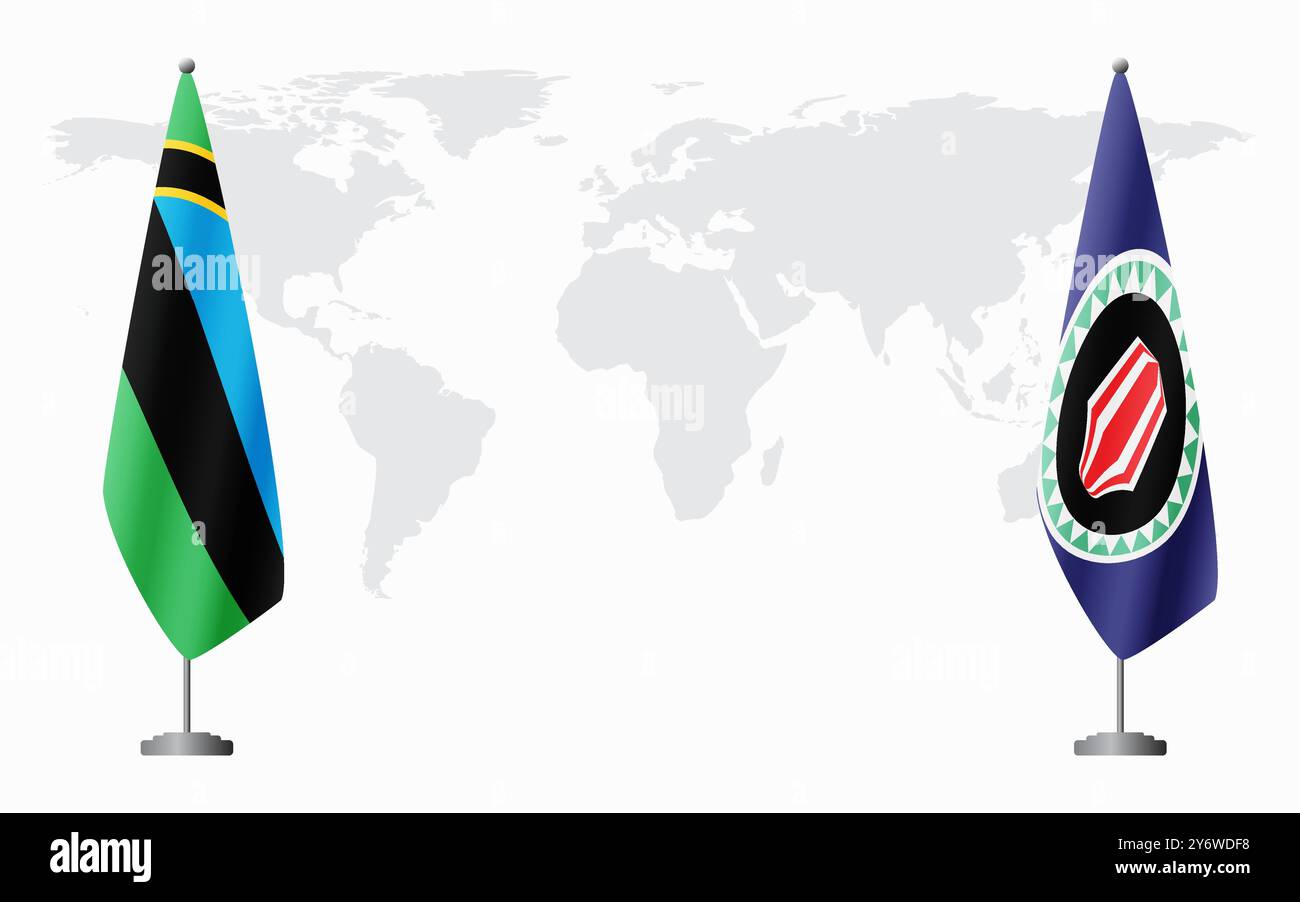 Zanzibar and Bougainville flags for official meeting against background ...