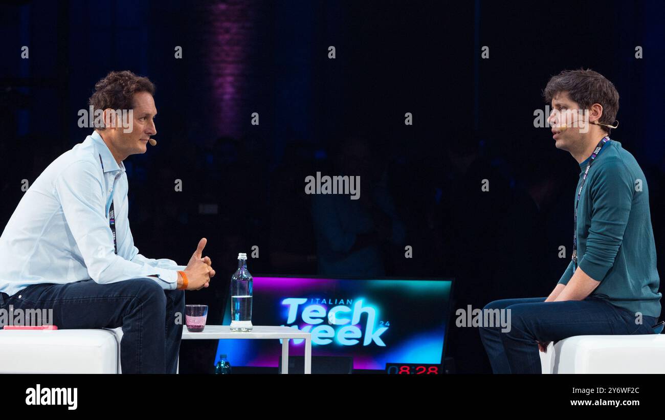 Torino, Italy. 26th Sep, 2024. American entrepreneur Sam Altman (right ...