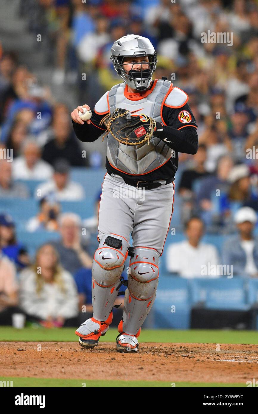 LOS ANGELES, CA - AUGUST 29: Baltimore Orioles catcher Adley Rutschman ...