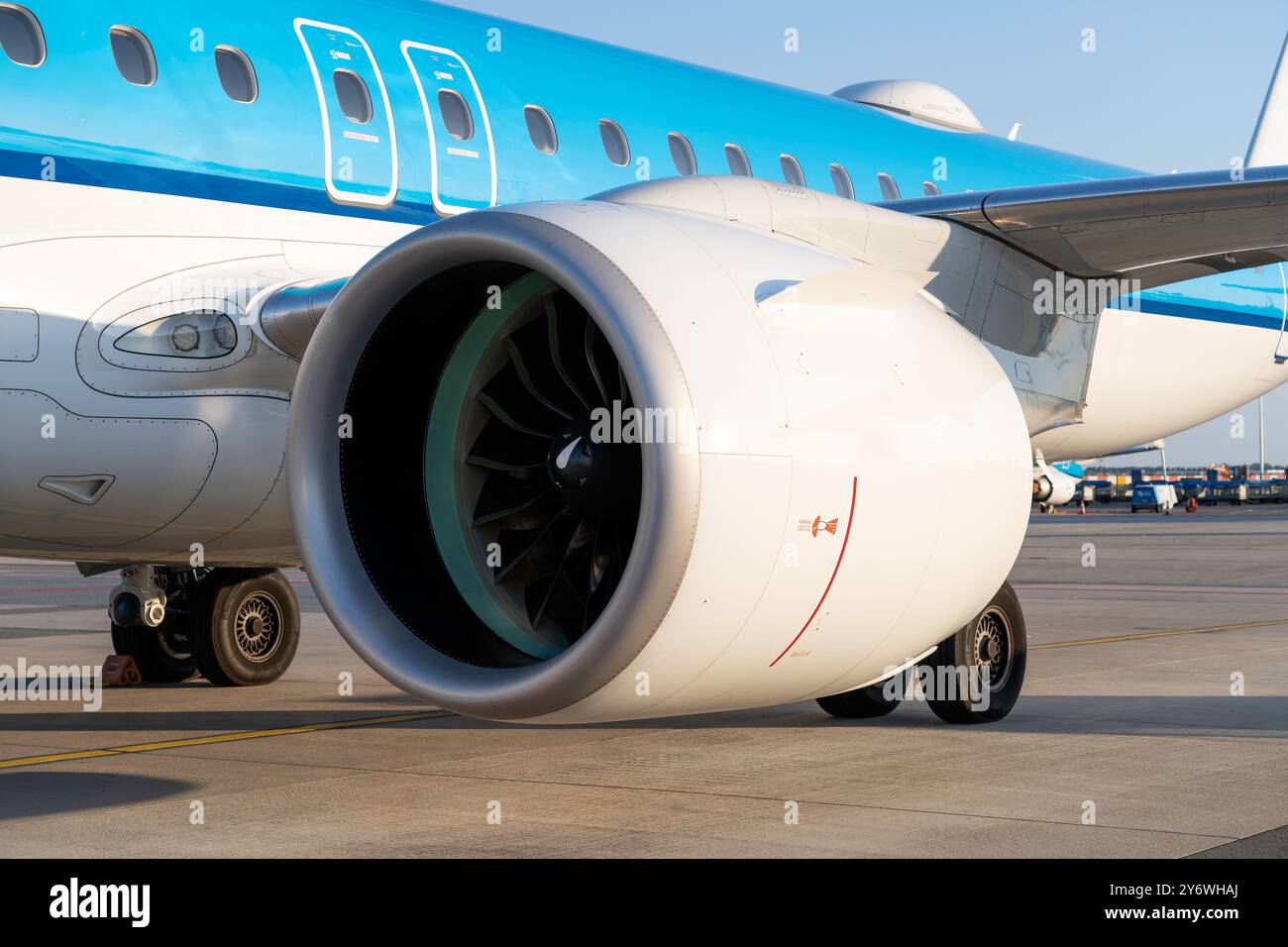 Modern Geared Turbofan Jet Engine on Blue-Colored Aircraft Stock Photo ...