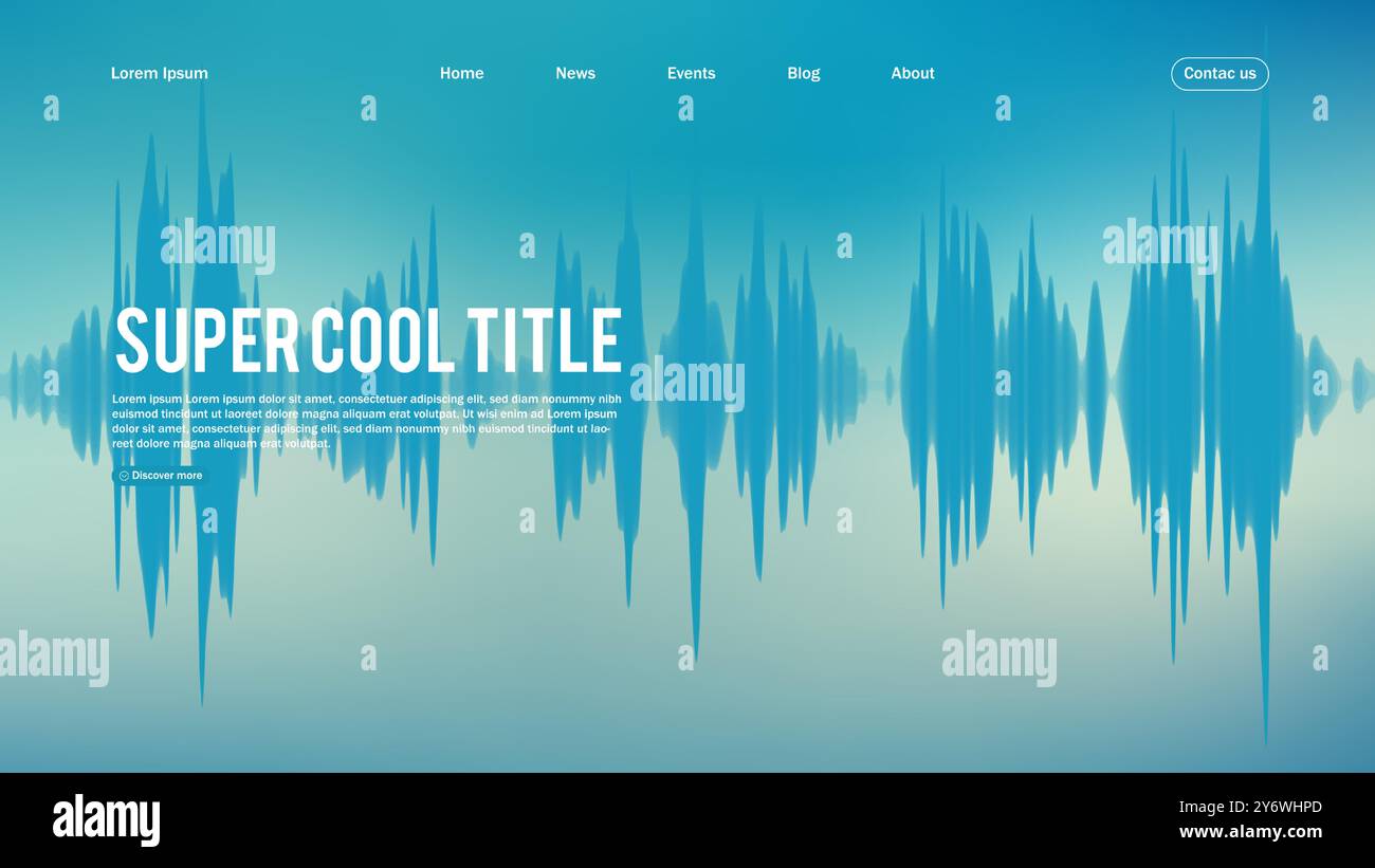 Landing page abstract design with sound wave. Template for website or ...