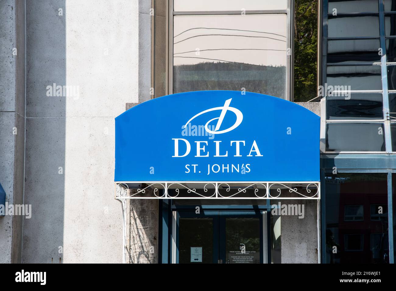 Delta Hotel sign on New Gower Street in downtown St. John's ...
