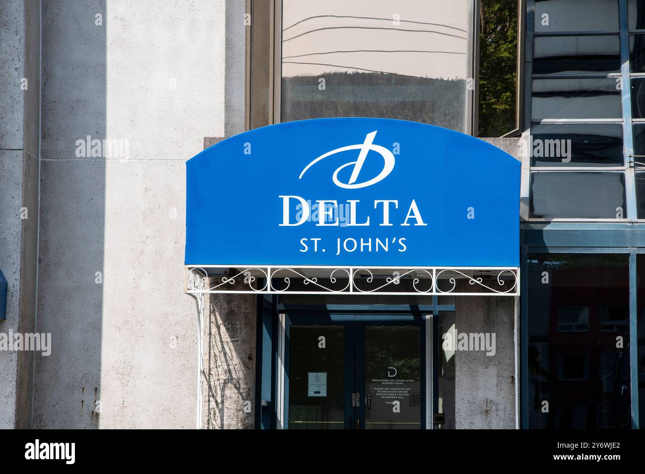 Delta Hotel sign on New Gower Street in downtown St. John's ...