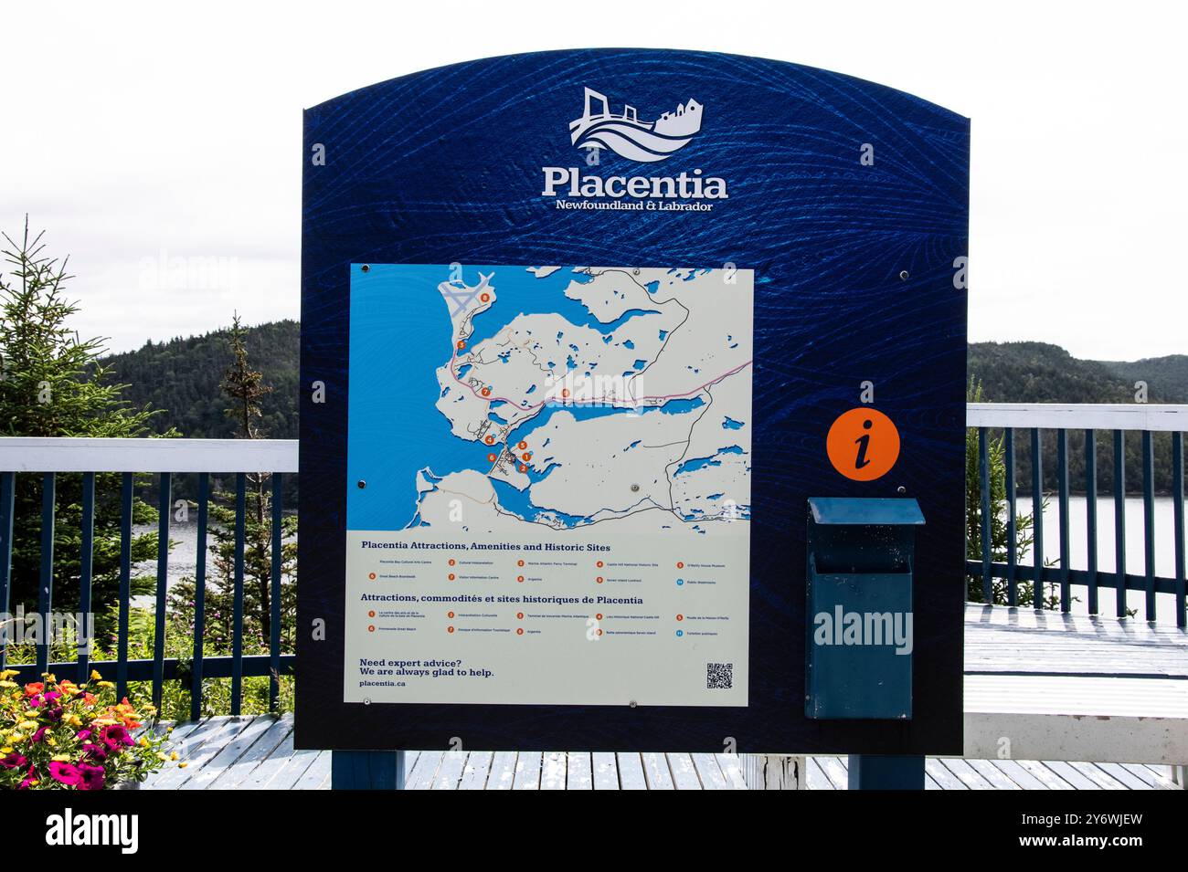 Information sign map of Placentia at Seven Island Lookout on NL 100 in ...