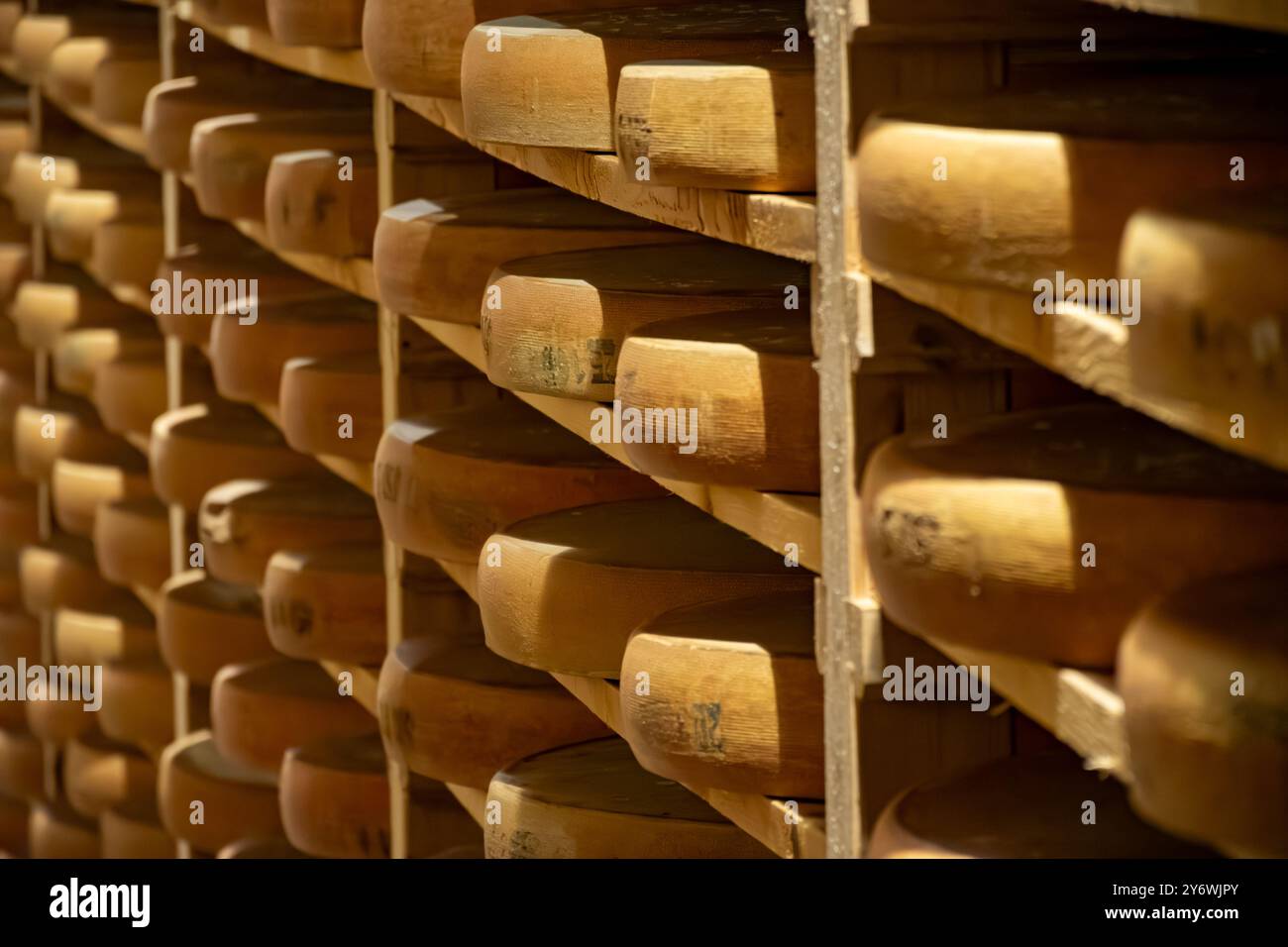 Aging rooms with many shelves in cheese caves, central location for ...