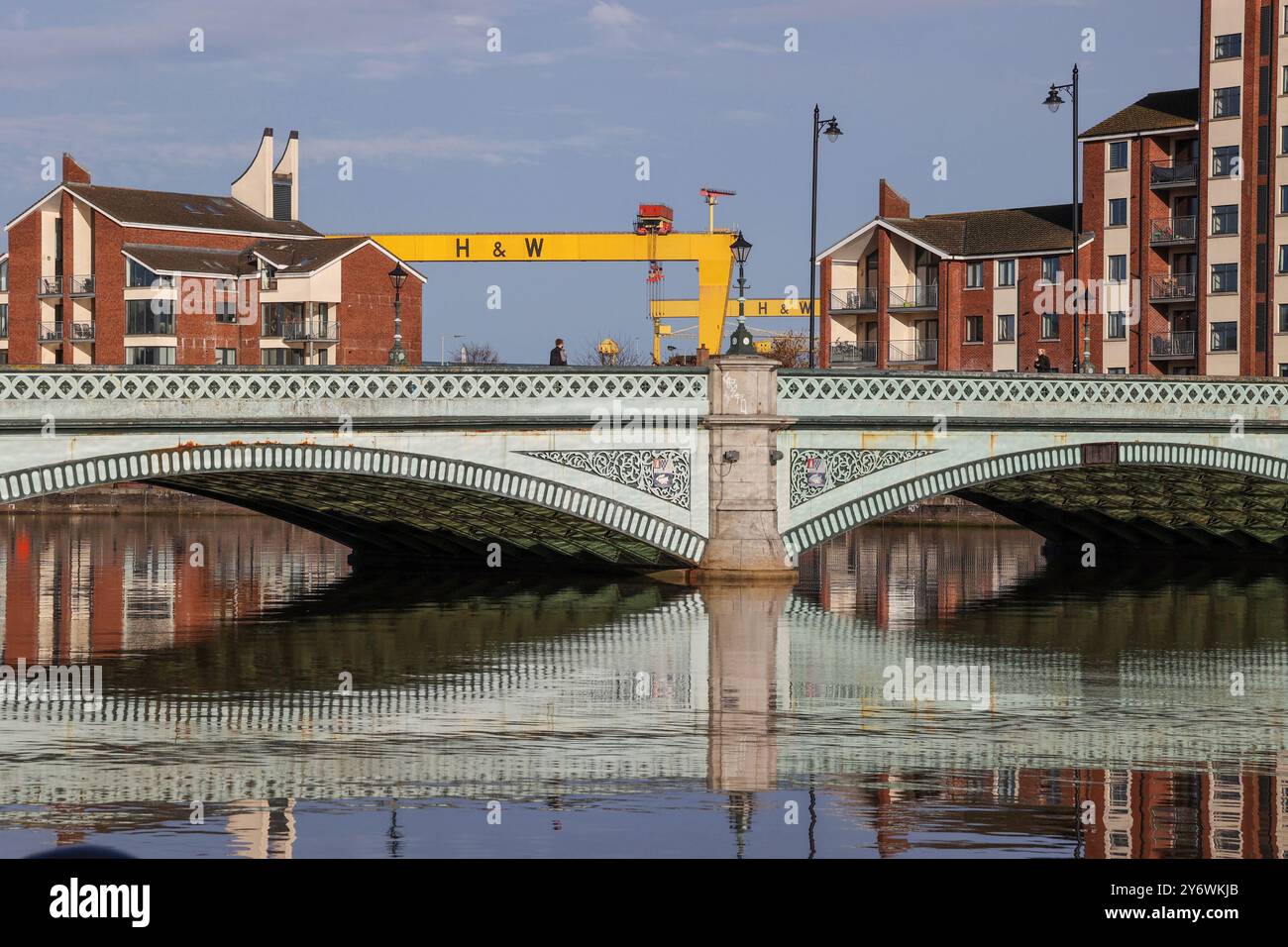 Belfast bridge pedestrian crossing cast-iron arch of the Albert Bridge ...