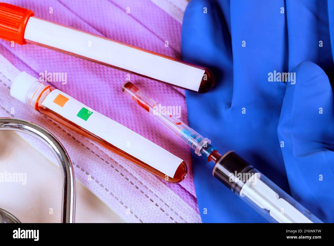 Medical tubes with blood sample for test examination in medical ...