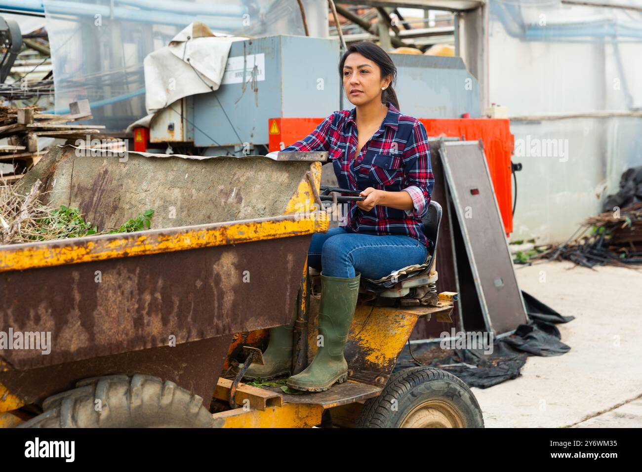 woman working on Forklift loader Stock Photo - Alamy