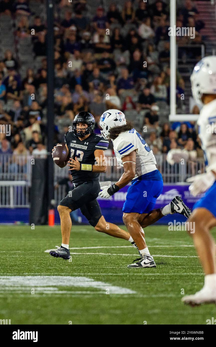 Evanston, United States. 14th Sep, 2024. Jack Lausch (12) QB for ...