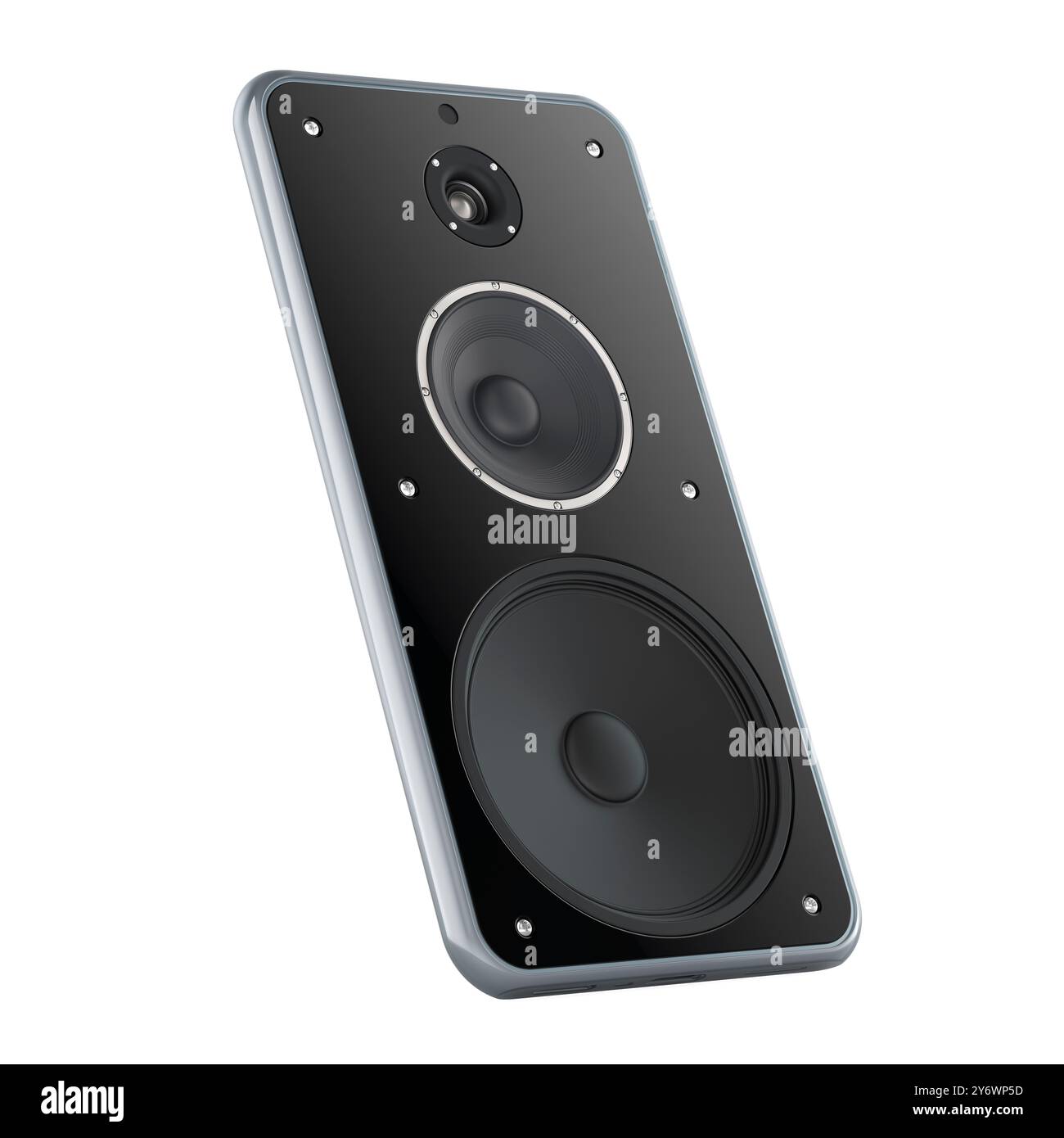 Smartphone with loudspeakers. 3D rendering isolated on white background ...