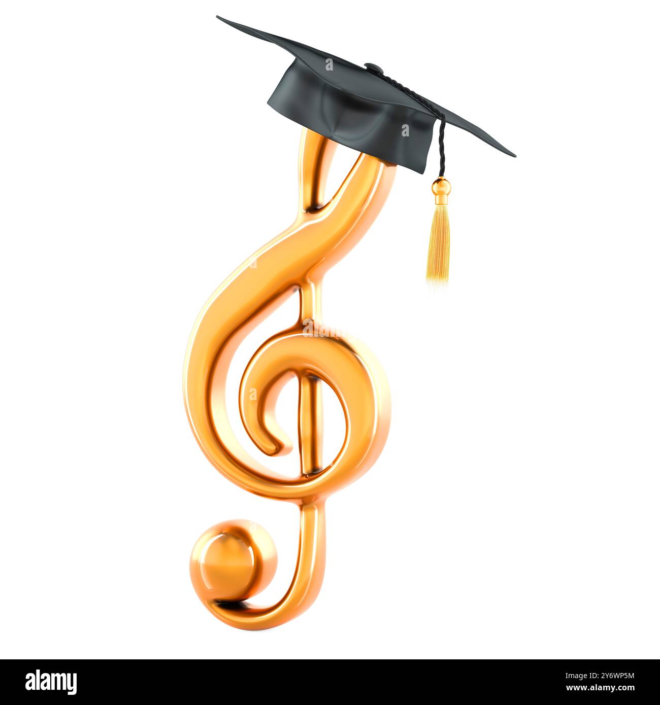 Treble clef music note with graduation cap. Musical education, concept ...