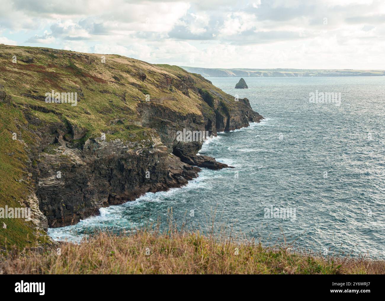 Tintagel castle in cornwall and cliff view Stock Photo - Alamy