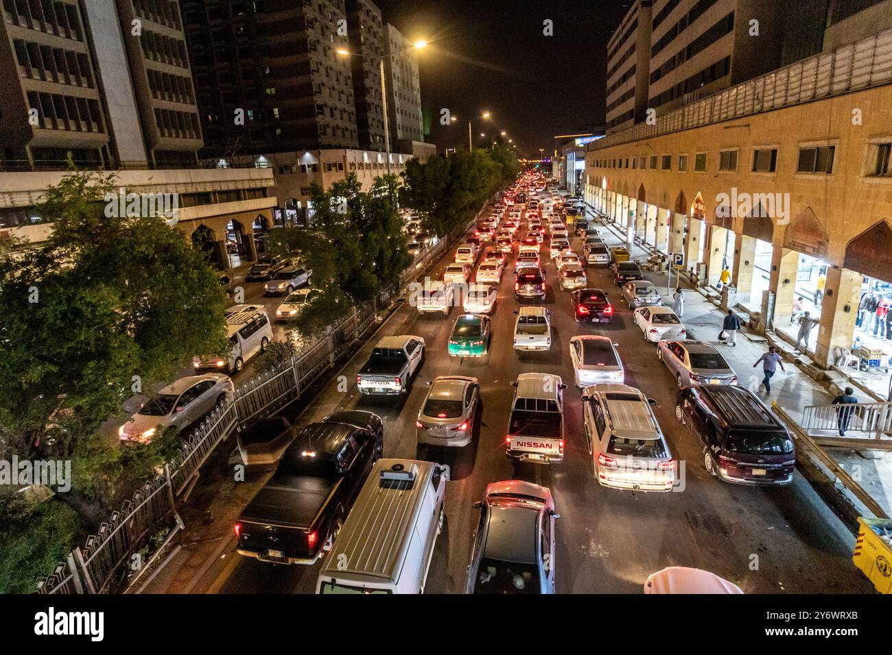 RIYADH, SAUDI ARABIA - NOVEMBER 30, 2021: Night view of Al Bathaa road ...