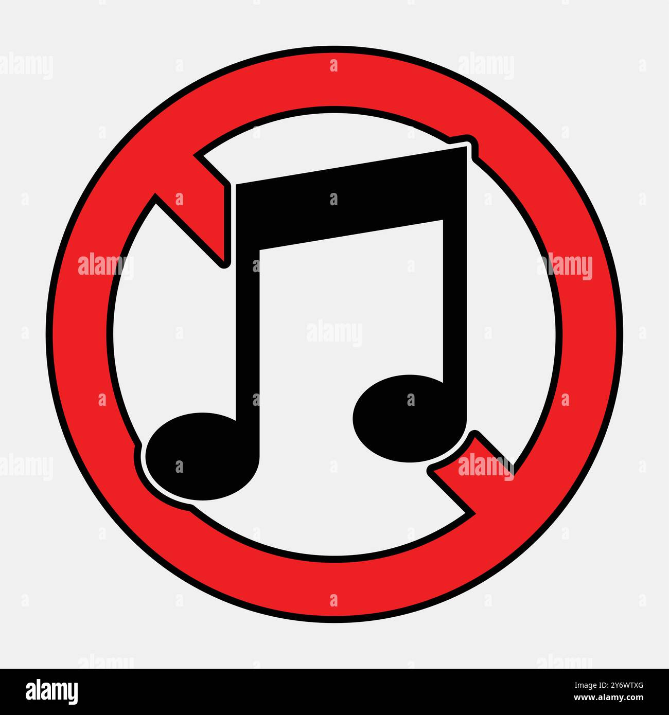 A bold and striking no music symbol featuring a black musical note ...