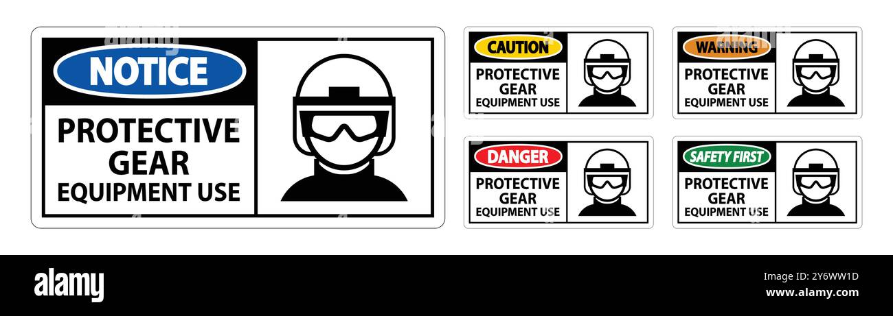 Notice Safety or Protective Gear and Equipment Use Stock Vector Image ...