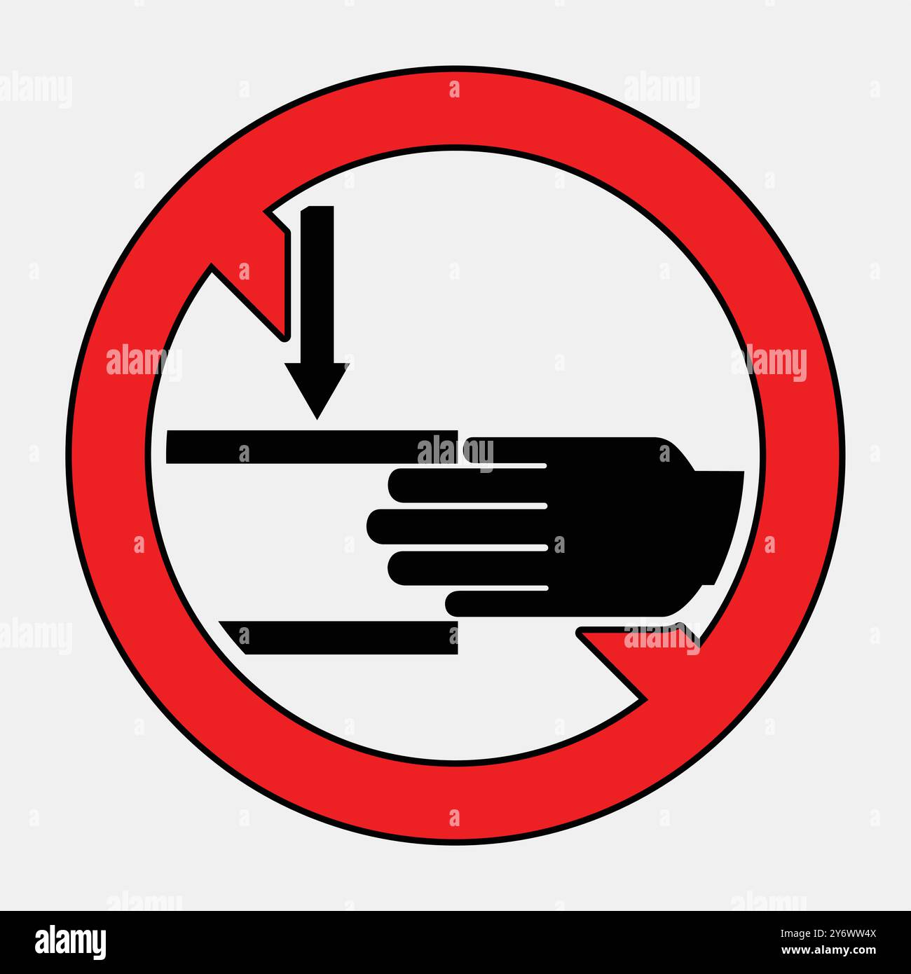 This graphic illustrates a safety warning against hands near moving ...