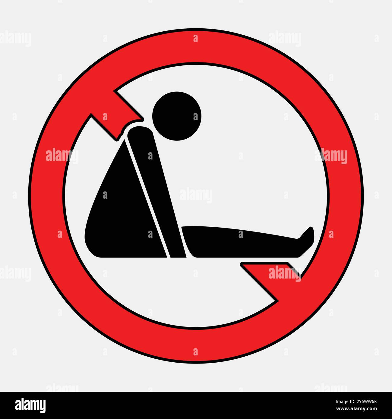 This graphic depicts a prohibition sign against sitting on the ground ...