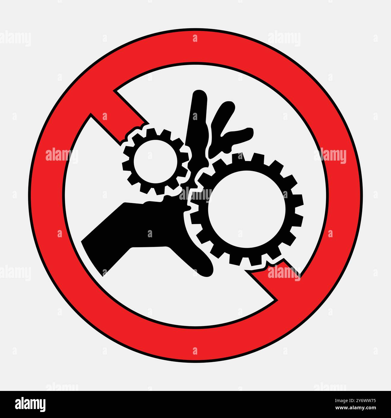 This graphic symbol warns against putting hands near moving gears. It ...